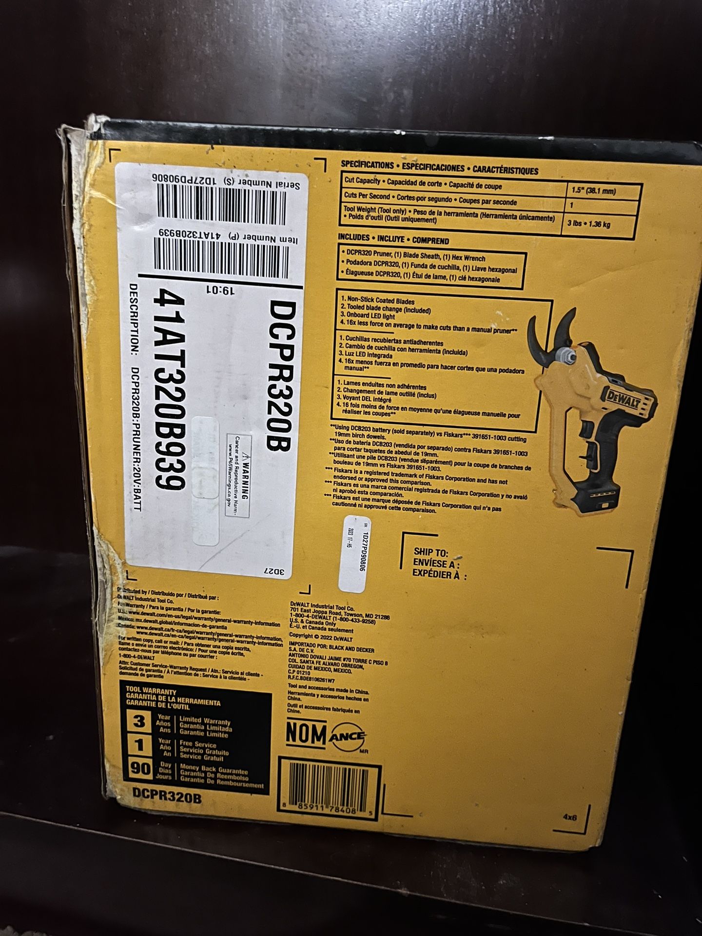 This DEWALT DCPR320 20V MAX Lithium-Ion Cordless Battery Powered Pruner ...