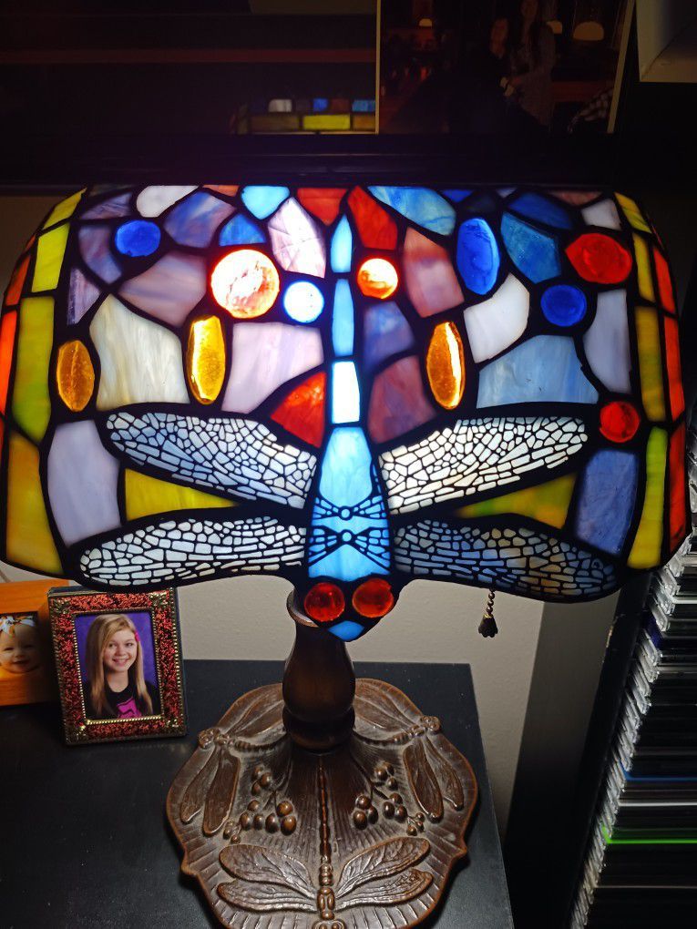 Dragonfly Antique Style Cheyenne Inspired Brass And Stained Glass ...