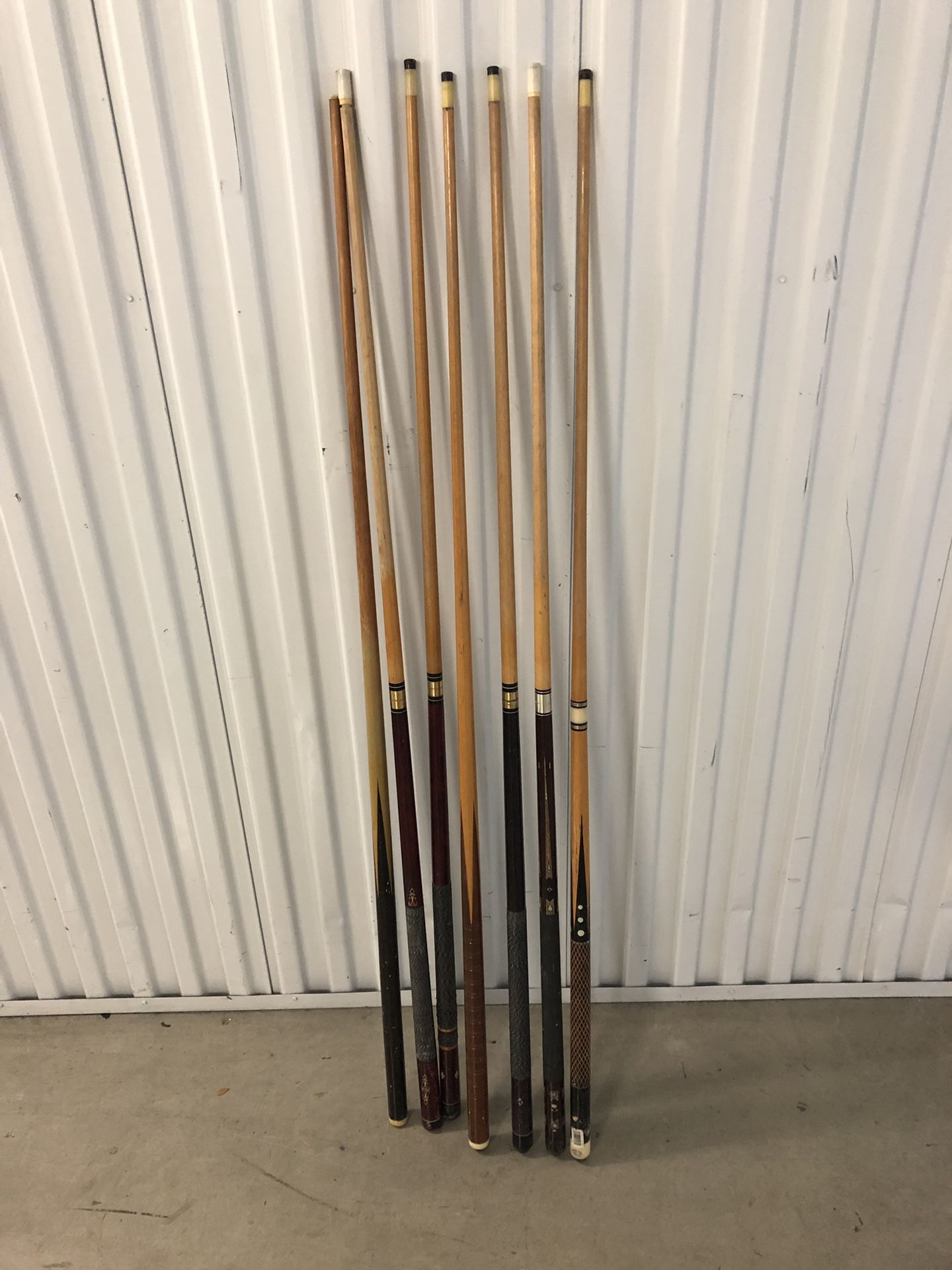 Lot of 7 Pool Stick Pool Cue Billar Stick - Crest and Sportcraft 18 and ...