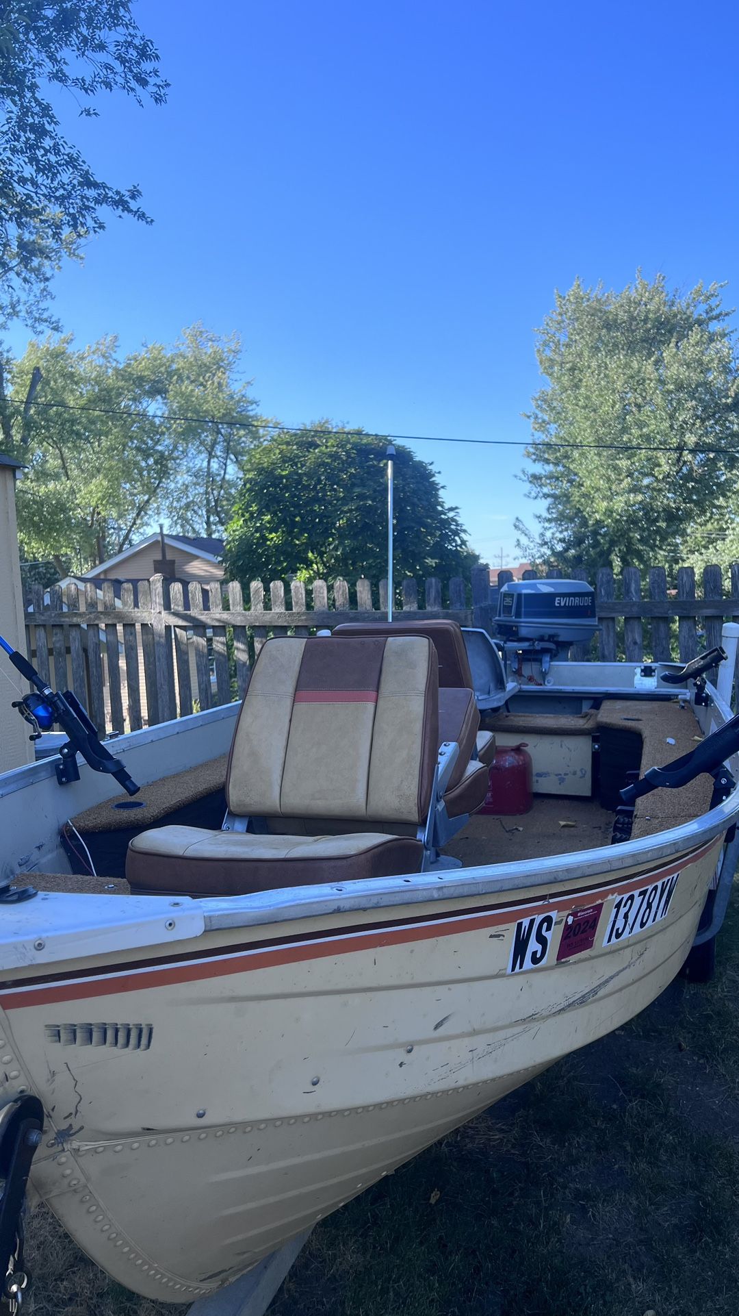Fishing Boat deep V 16’ ft 25hp Evinrude Outboard Motor Long Shaft for ...