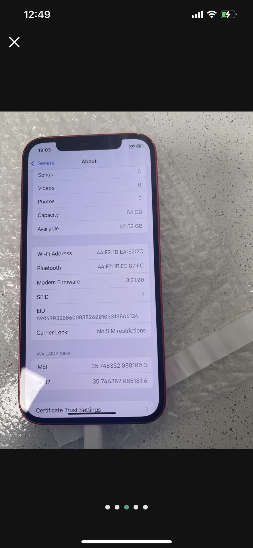 Red iPhone 12 (regular )64gb Any Carrier Unlocked Works overseas for ...