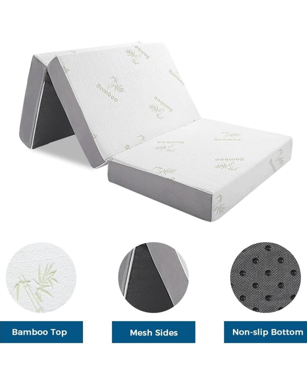 Queen Folding Mattress, 6 Inch Trifold Memory Foam Mattress with Ultra ...