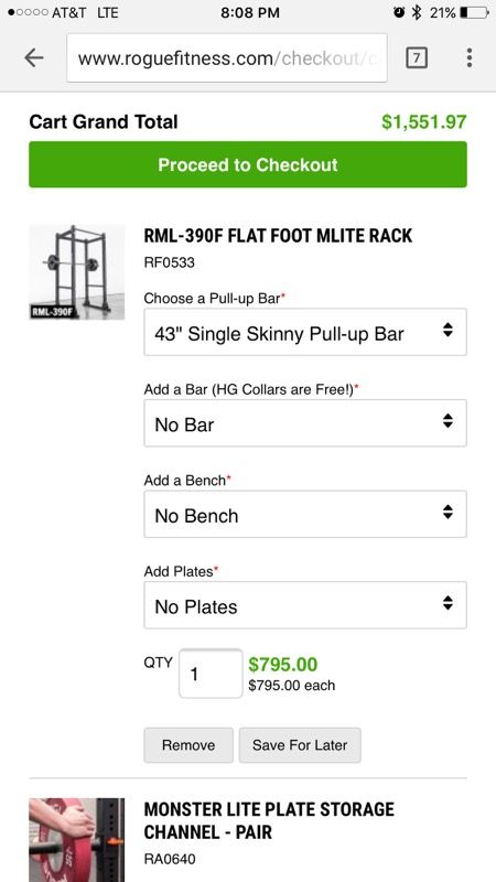 2 month old Rogue Fitness RML-390F Power Rack with lots of Rogue ...