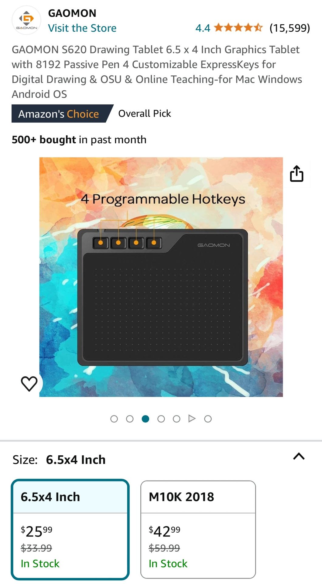 GAOMON S620 Drawing Tablet 6.5 x 4 Inch for Sale in Riverside, CA - OfferUp