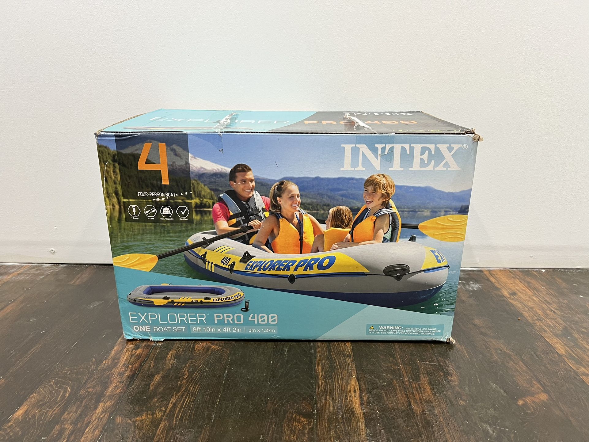 Intex Inflatable Explorer Pro 400 Four Person Boat with Oars and Pump ...