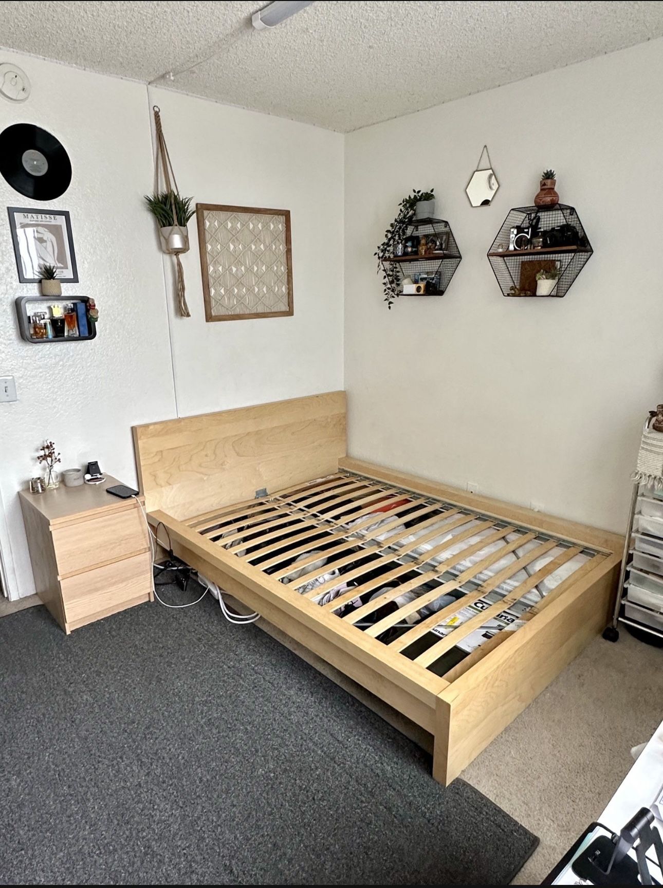 Ikea Malm, Low, white stained oak veneer/Luröy Full Bed And Bedside ...