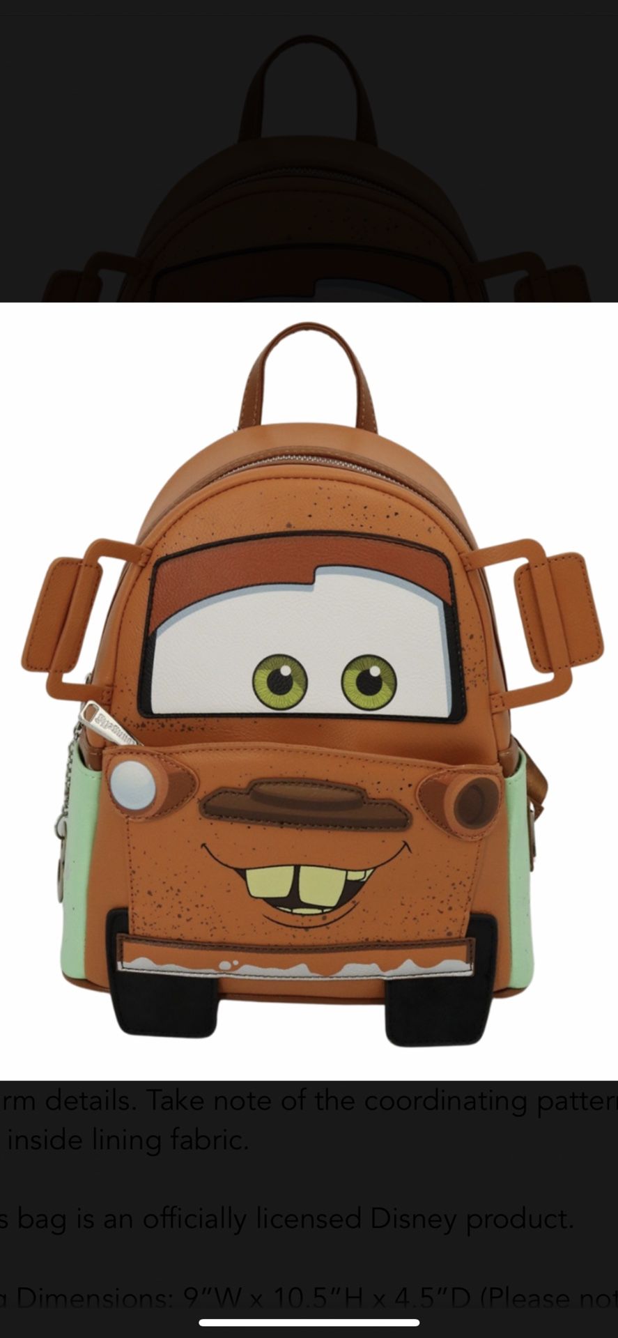 LOUNGEFLY DISNEY / PIXAR CARS MATER MINI BACKPACK - NEW IN WRAPPER ...