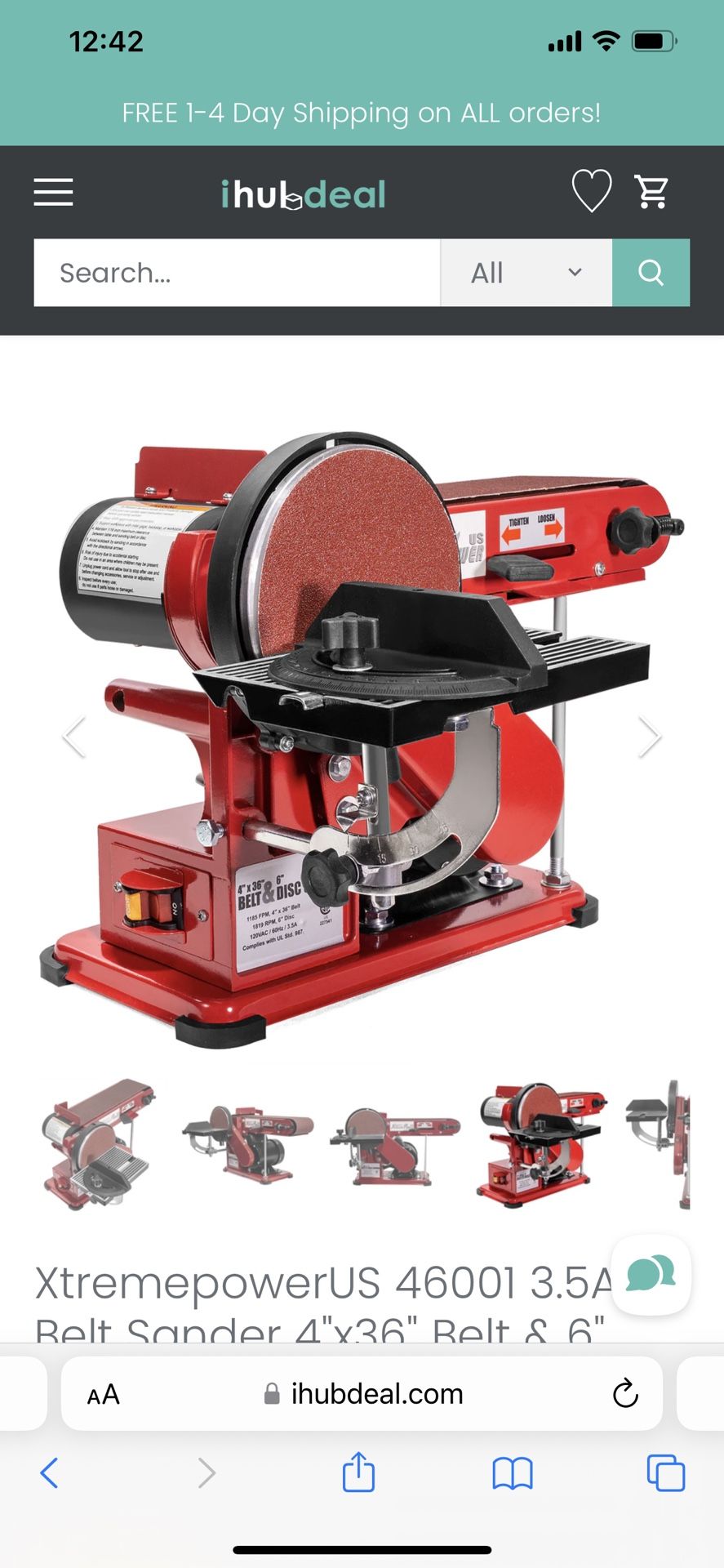 110v 3.5A Belt Sander 4"x36" Belt & 6" Disc Polisher Grinder Work Table ...