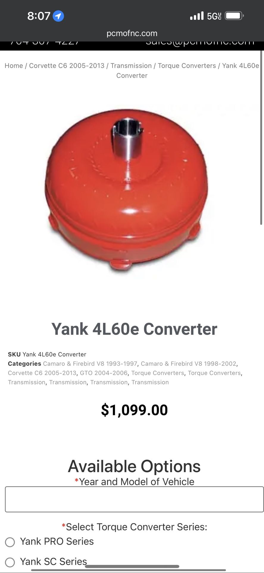 Yank SS3200 4l60e Converter For C5 Or C6 Corvette for Sale in Queen ...