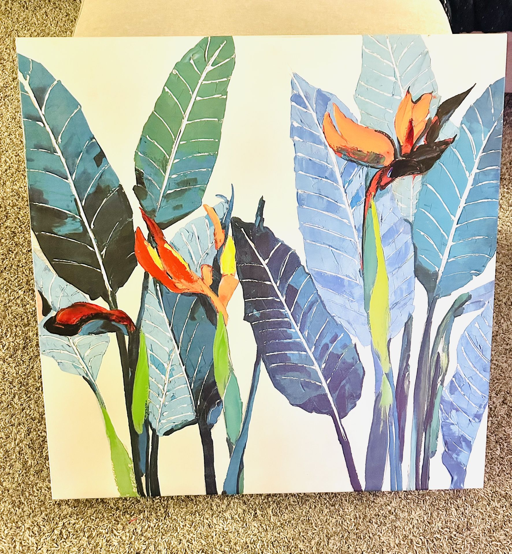 Beautiful Tropical Flowers Large Canvas Frame Picture 32 X 32 for Sale ...