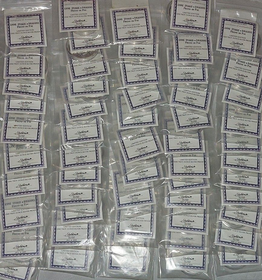 ANONYMOUS MINT 1oz Silver Anne Stokes Friend or Foe COA (APMEX) PROOF ...