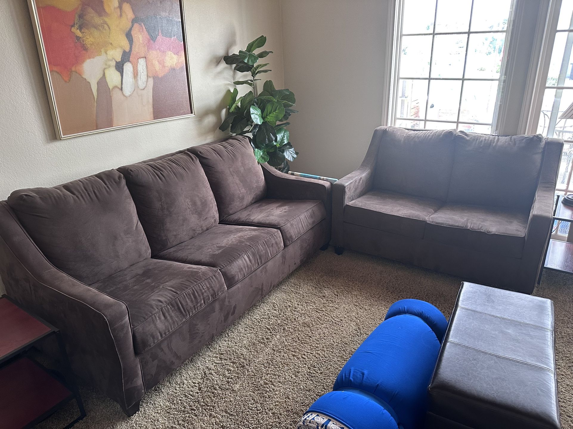 COUCHES & TABLE & REFRIGERATOR- $50 OBO for Sale in Orange, CA - OfferUp