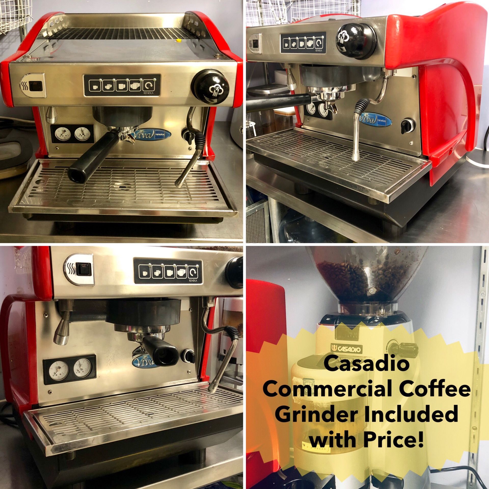 Reneka Viva 1 Commercial Espresso Machine + Casadio Coffee Grinder for ...