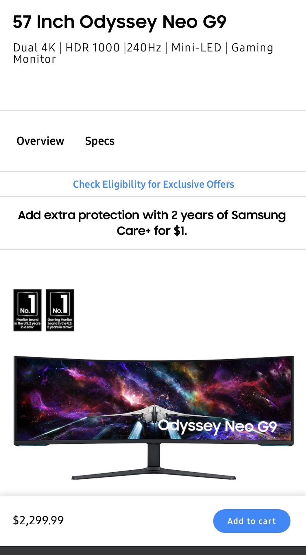 Samsung 57 Inch Odyssey Neo G9 for Sale in Northside, TX - OfferUp