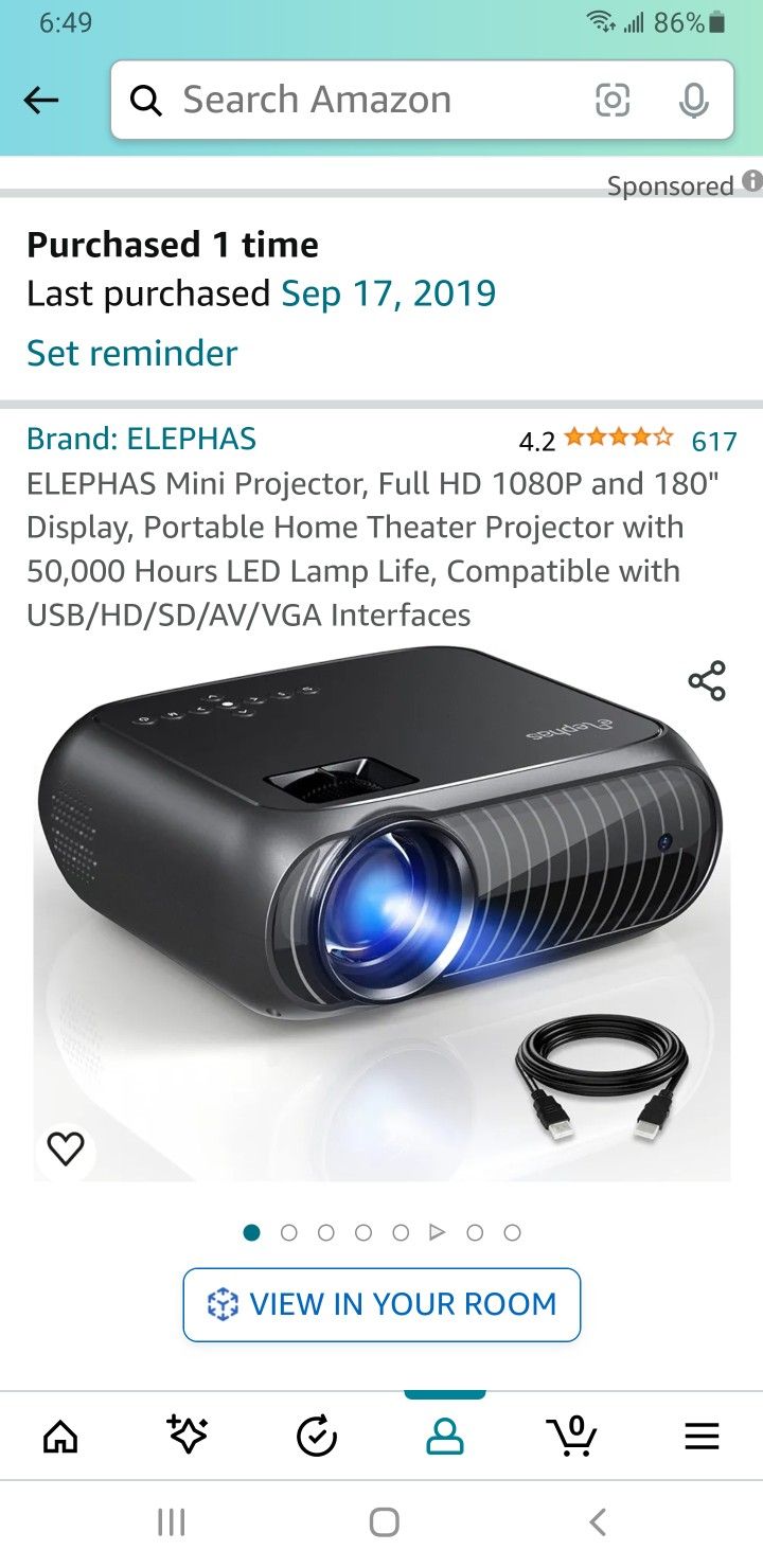 ELEPHAS Mini Projector, Full HD 1080P and 180" Display, Portable Home ...