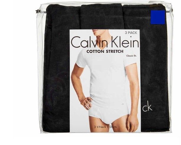 Calvin Klein Mens V Neck Tees 3 Pack Black Medium Size For Sale In