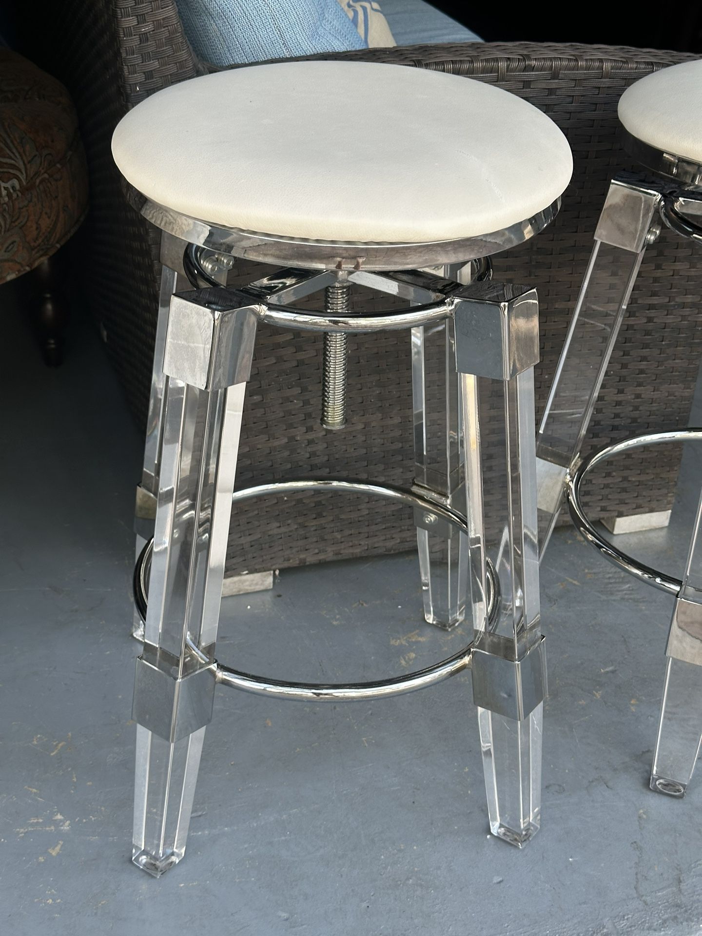 Orren Ellis Allen’s Swivel Adjustable Height Bar Stools White Chrome ...