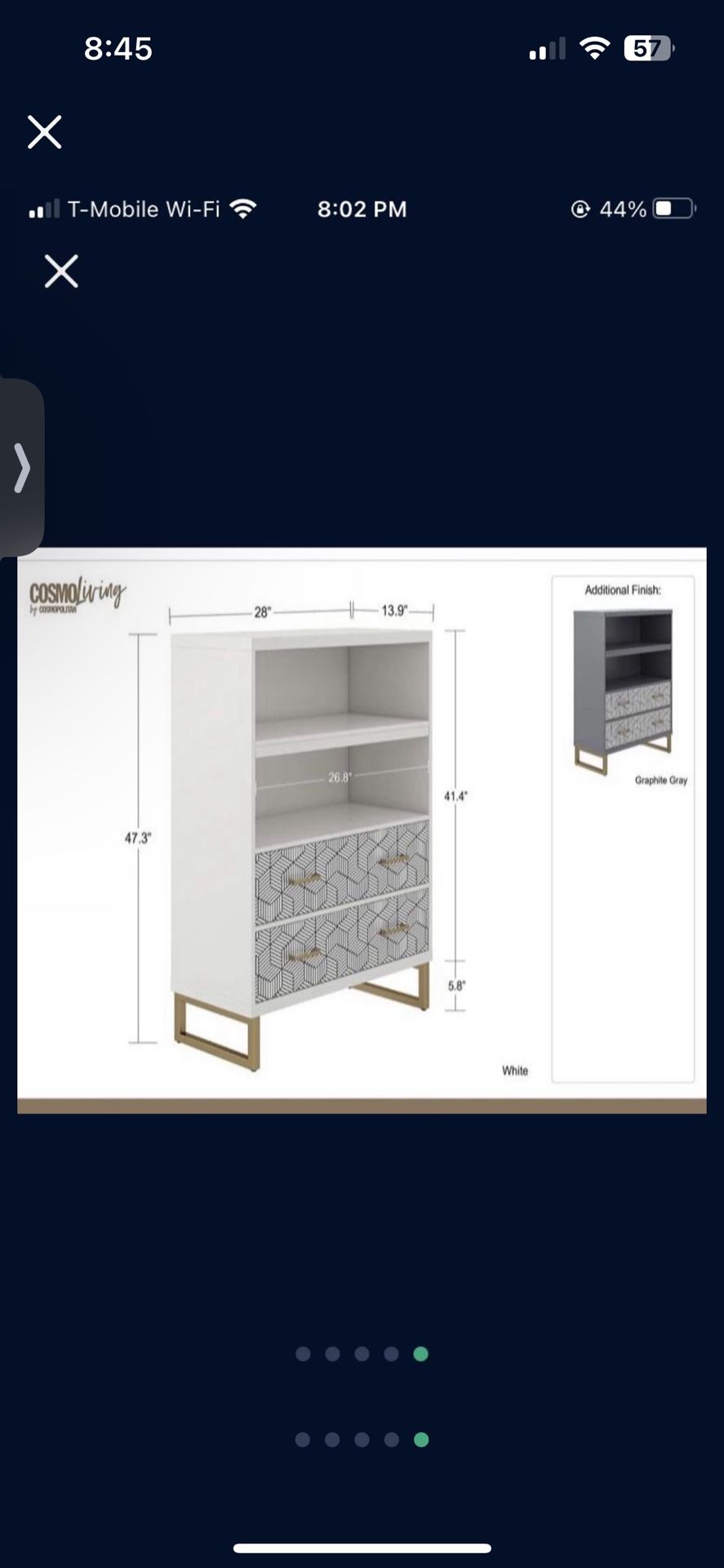 Cosmoliving by cosmopolitan scarlett bookcase with drawers store