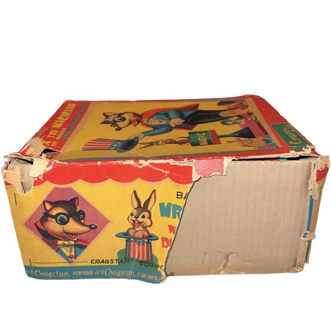 Vintage YONEZAWA MR FOX THE MAGICIAN DISAPPEARING RABBIT TIN LITHO TOY ...