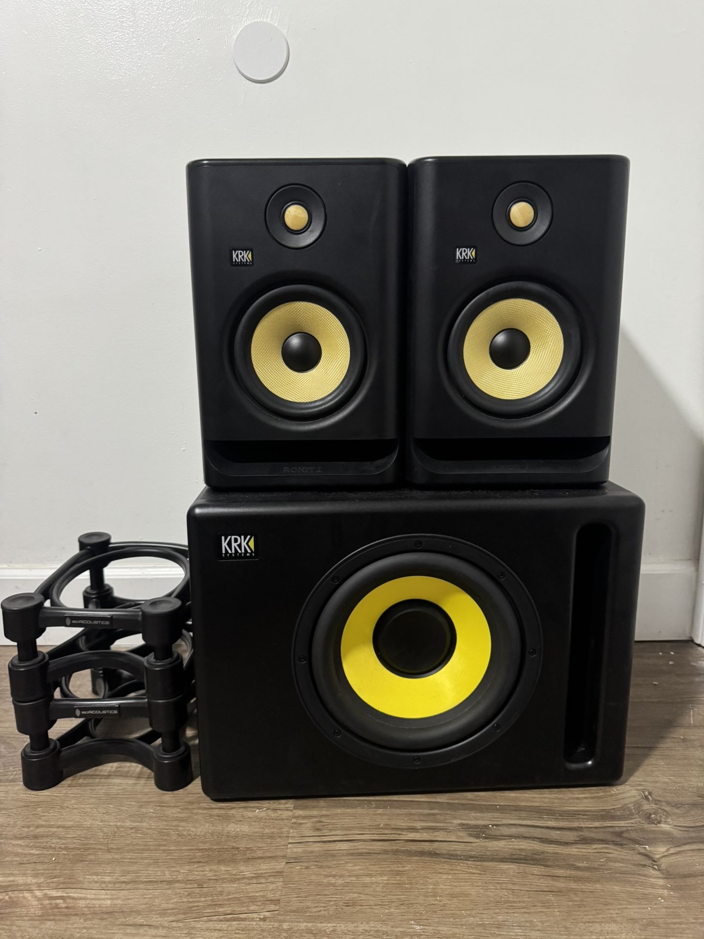 KRK Rokit 7 Audio Monitors Pair And KRK S10.4 Subwoofer With 2 ISO ...