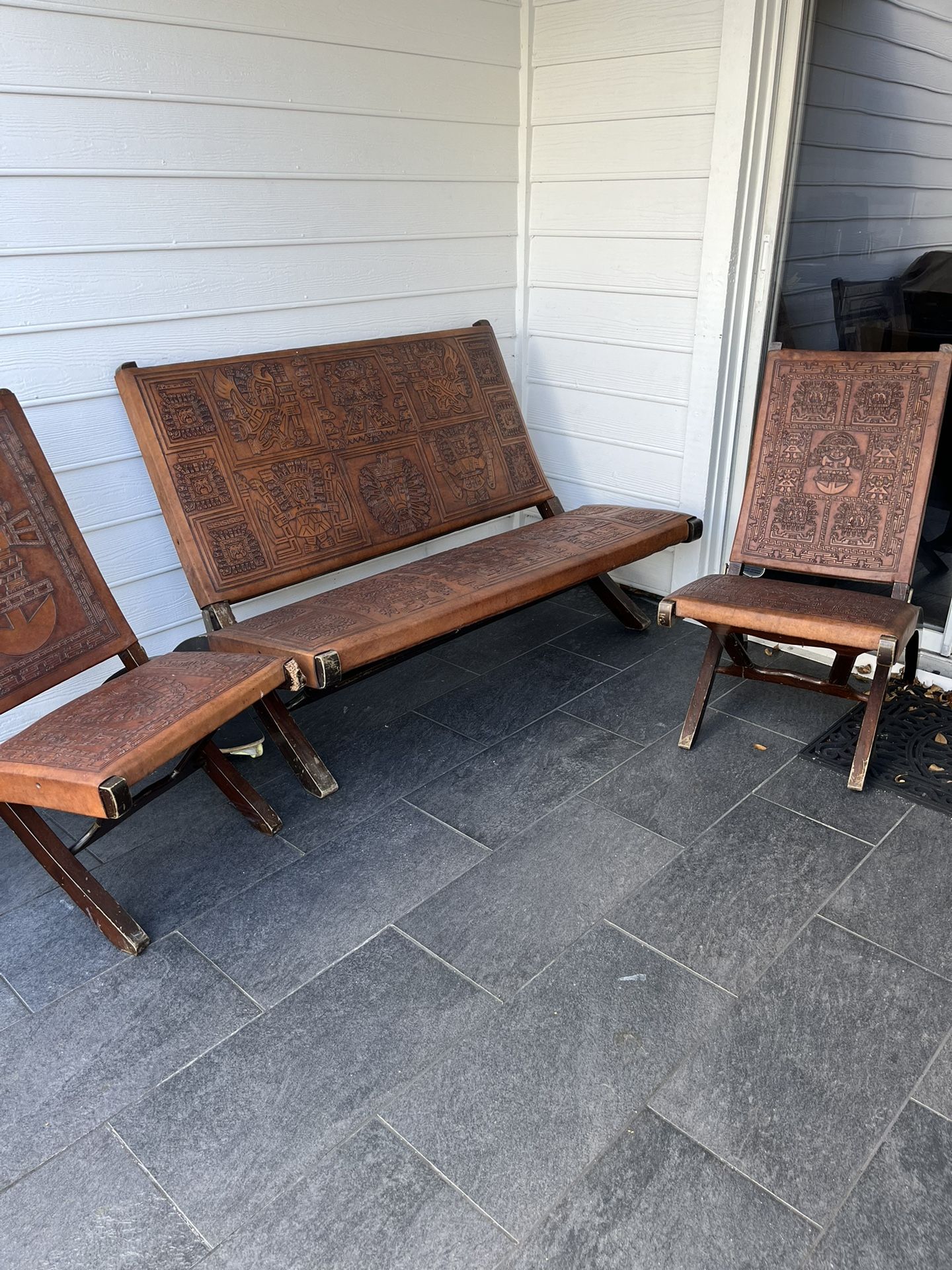 Peruvian Leather Hand Made Carved Chairs And Tables for Sale in Miami ...