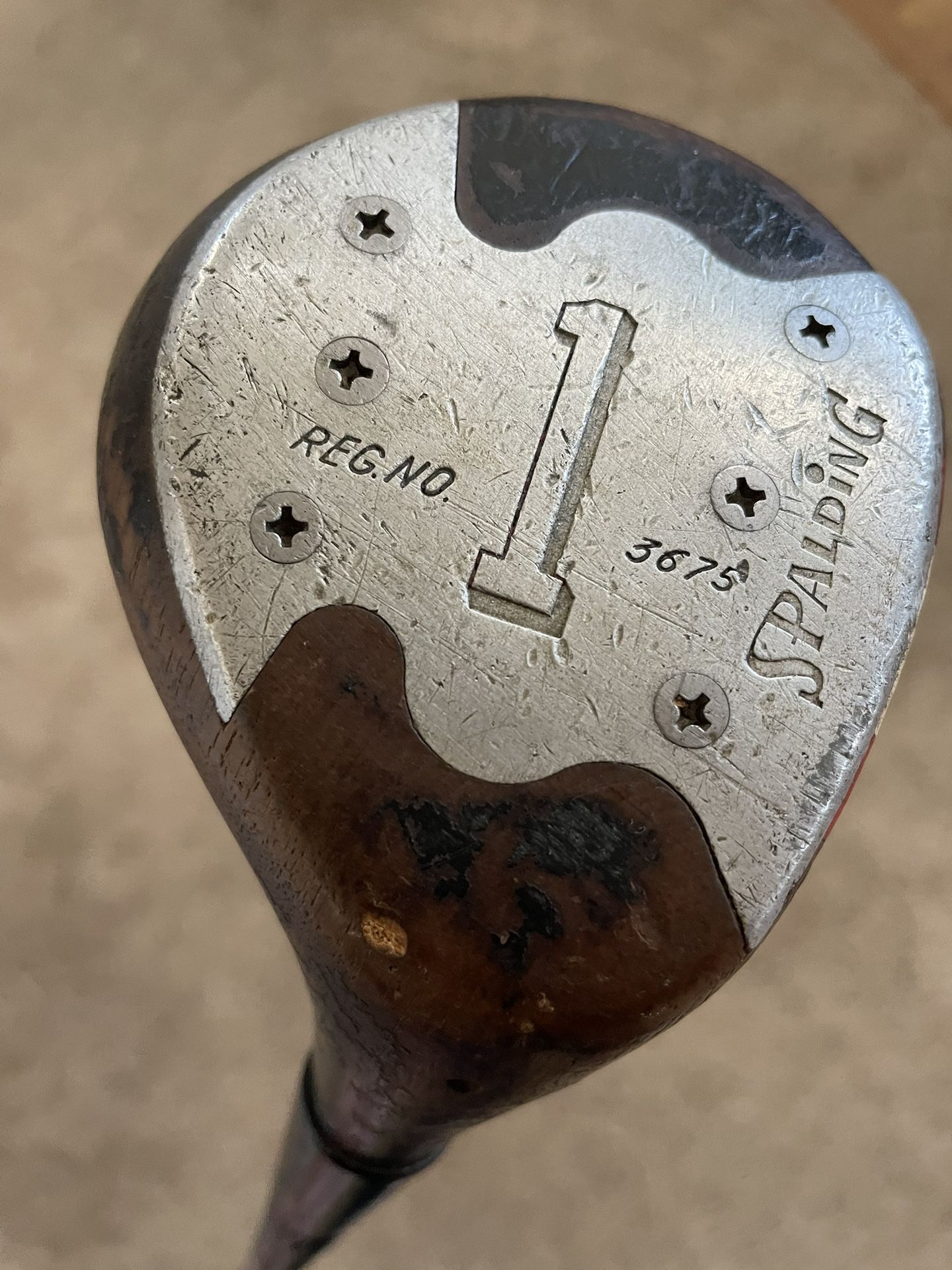 3 Vintage Persimmon golf clubs- Driver is Spalding and 3 and 4 wood are ...