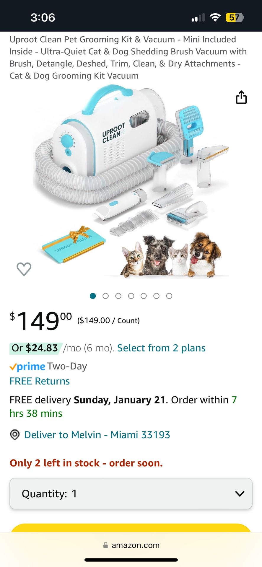 Uproot Clean Pet Grooming Kit & Vacuum - Mini Included Inside - Ultra ...