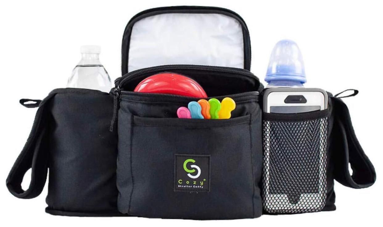 New Cozy Stroller Caddy Organizer (Black, Insulated) - Everything Mom ...