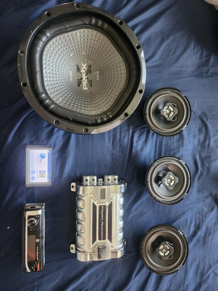 Dual XD 18BT Deck W/ 3 Dual Speakers, AMP, 12in Subwoofer & GPS System ...