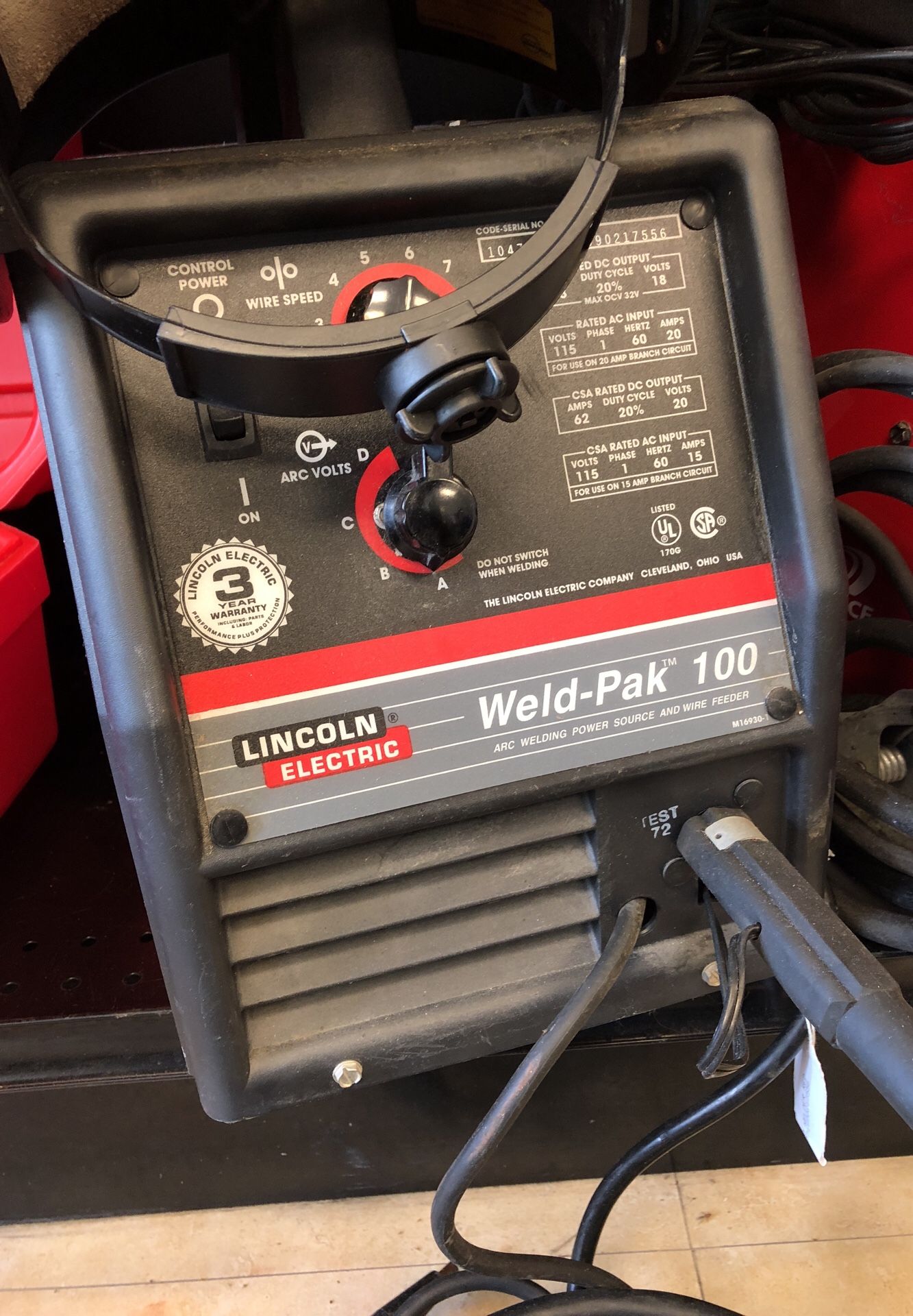 LINCOLN ELECTRIC WELD - Pak 100 ARC WELDING POWER SOURCE AND WIRE ...
