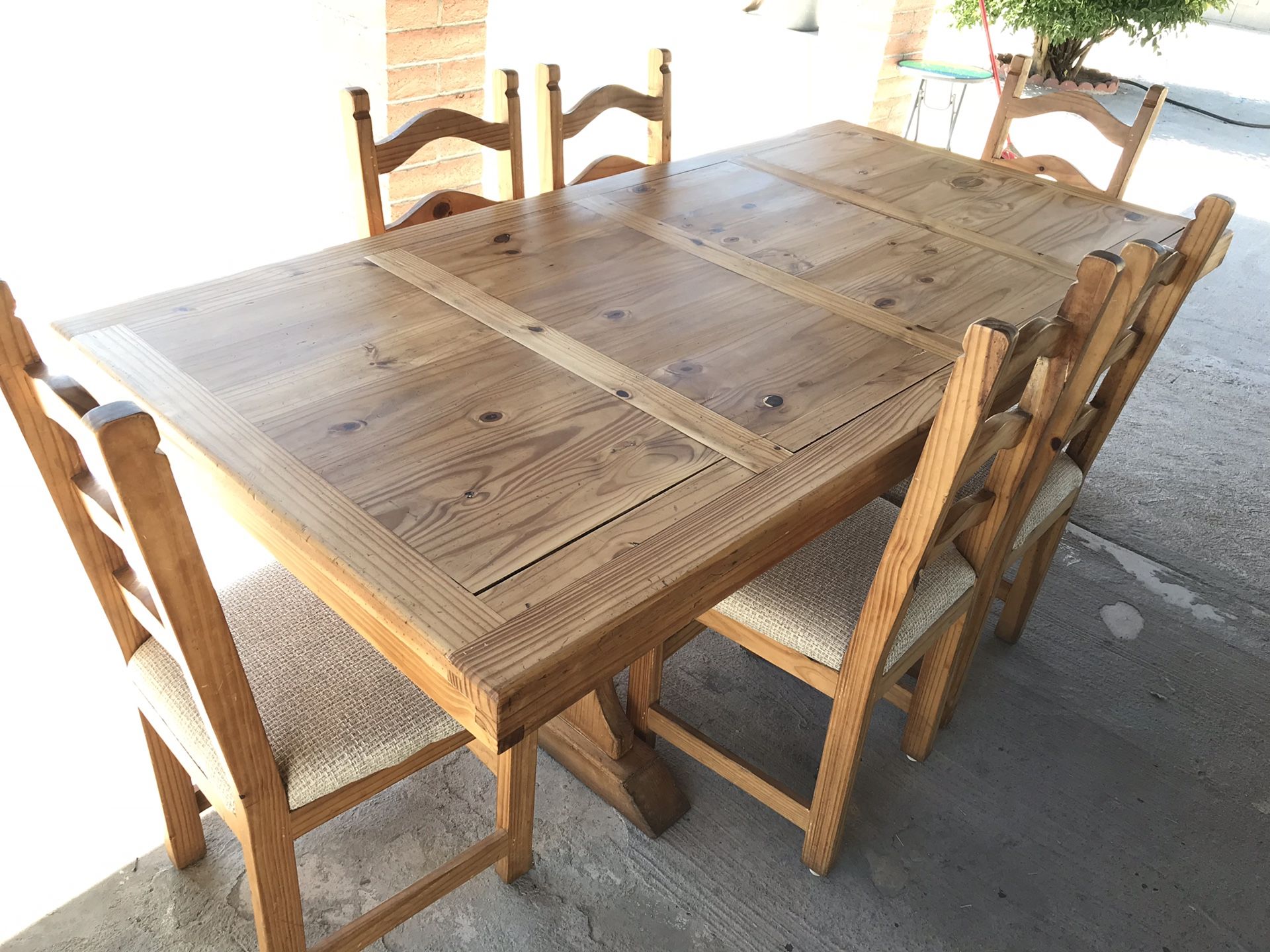 Rustic Wood Dining Set Table with 6 Chairs Tres Amigos for Sale in ...