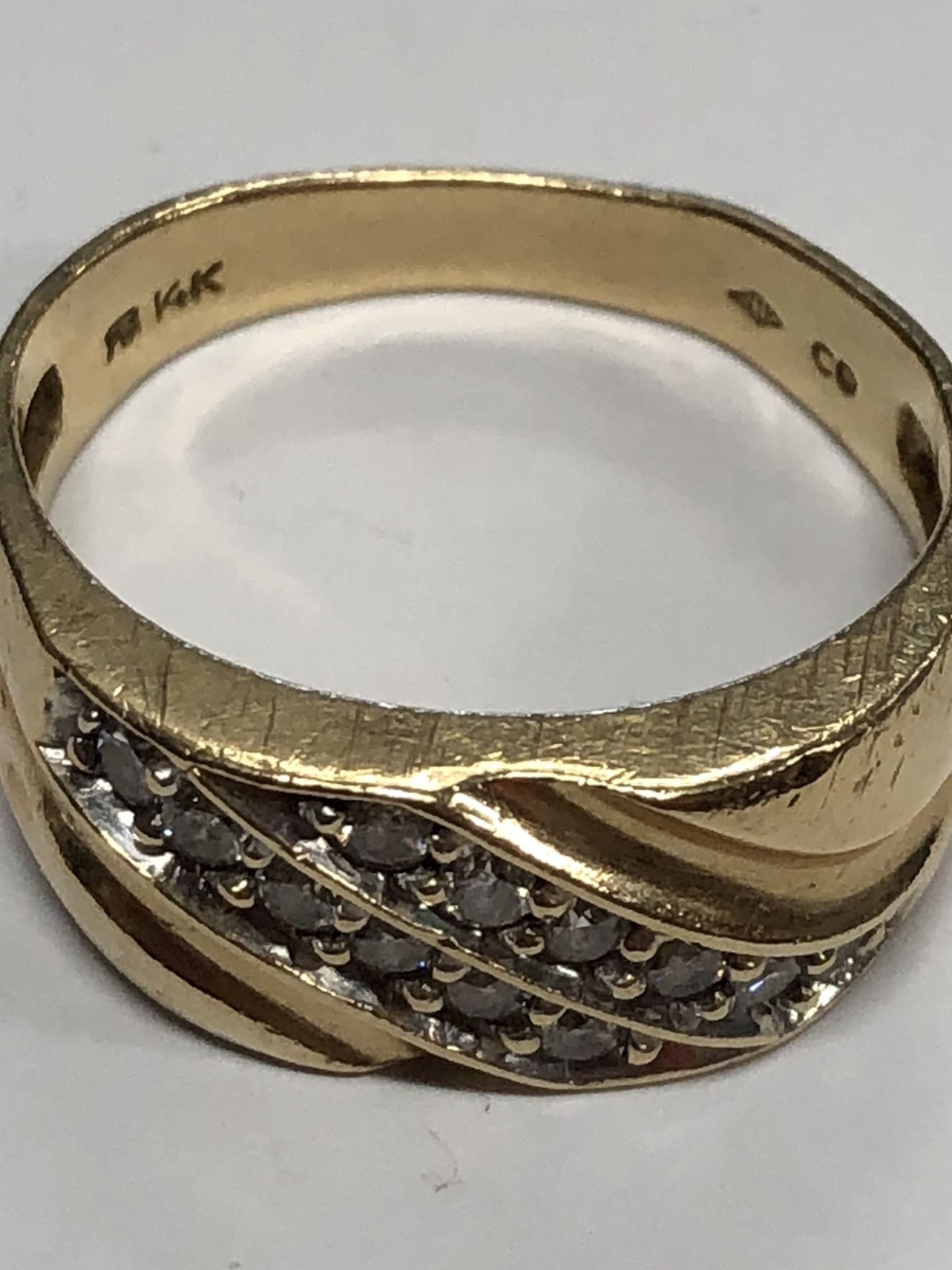 14k Gold Two Row Diamond Ring 6.5 Grams Size 9 (GS) for Sale in Los ...