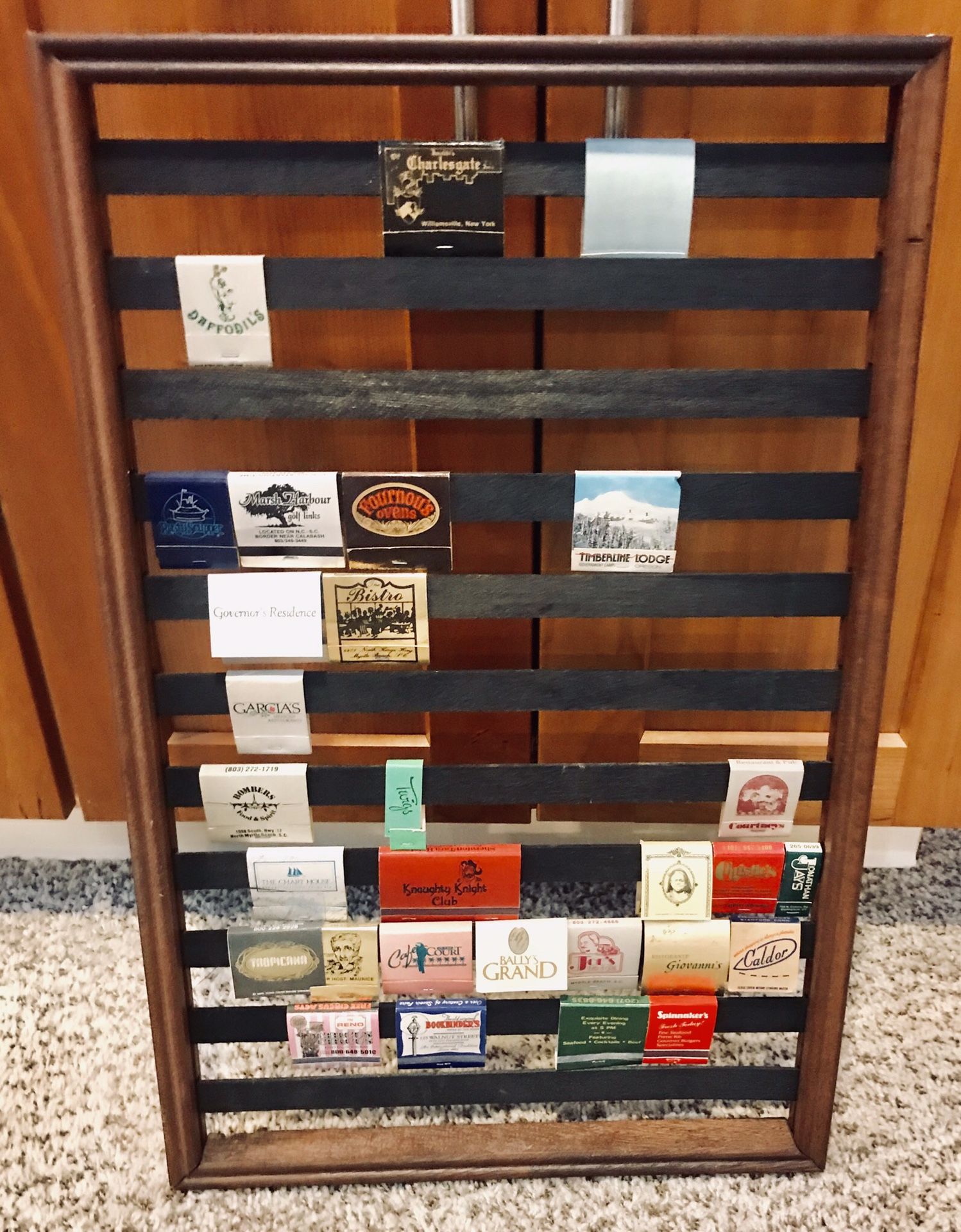 MATCH BOOK COVER DISPLAY CASE SHELVES RACK, Plus 45 Vintage Matchbooks ...