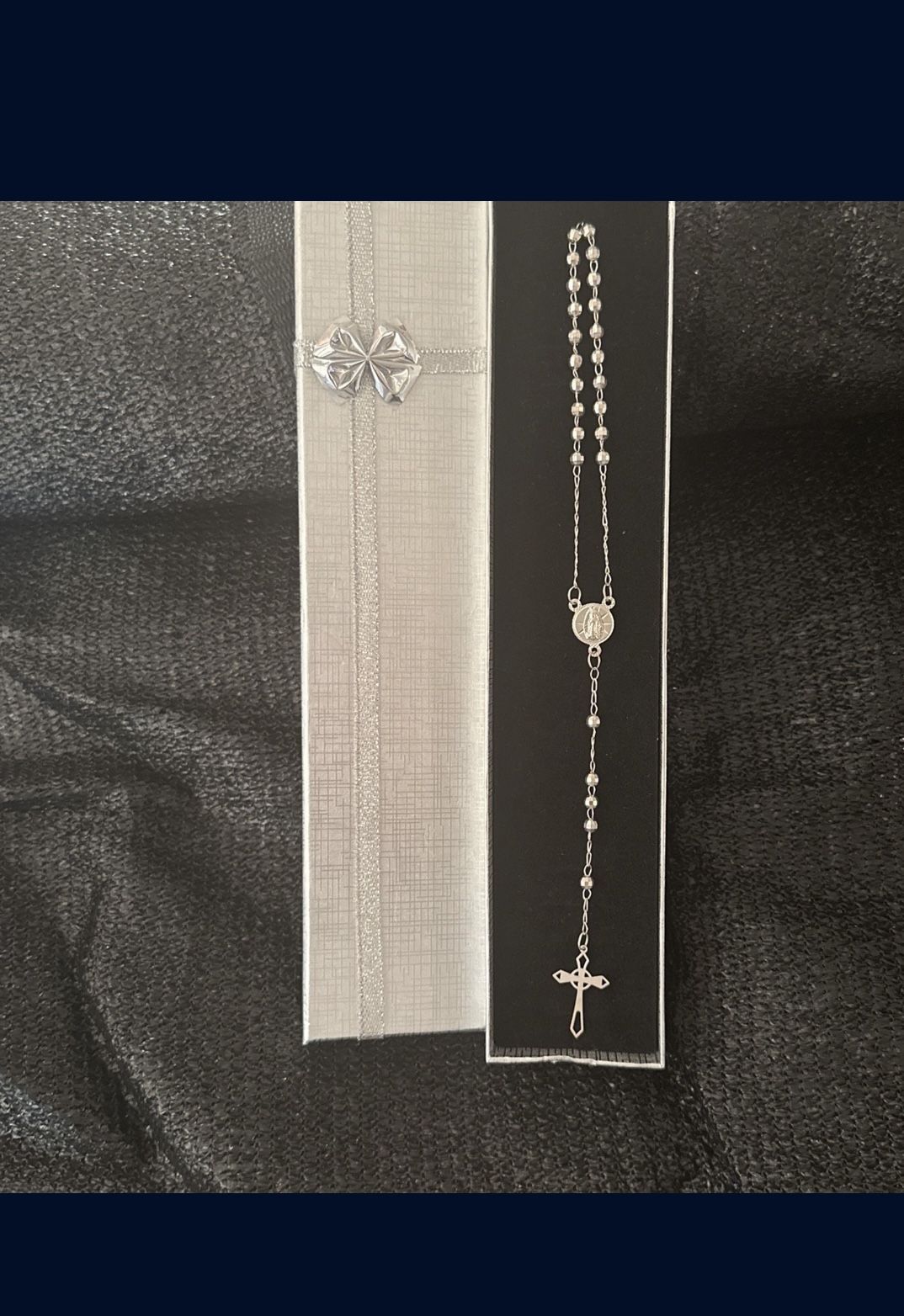new never used Large Silver rosary 925 looks like white gold for Sale ...