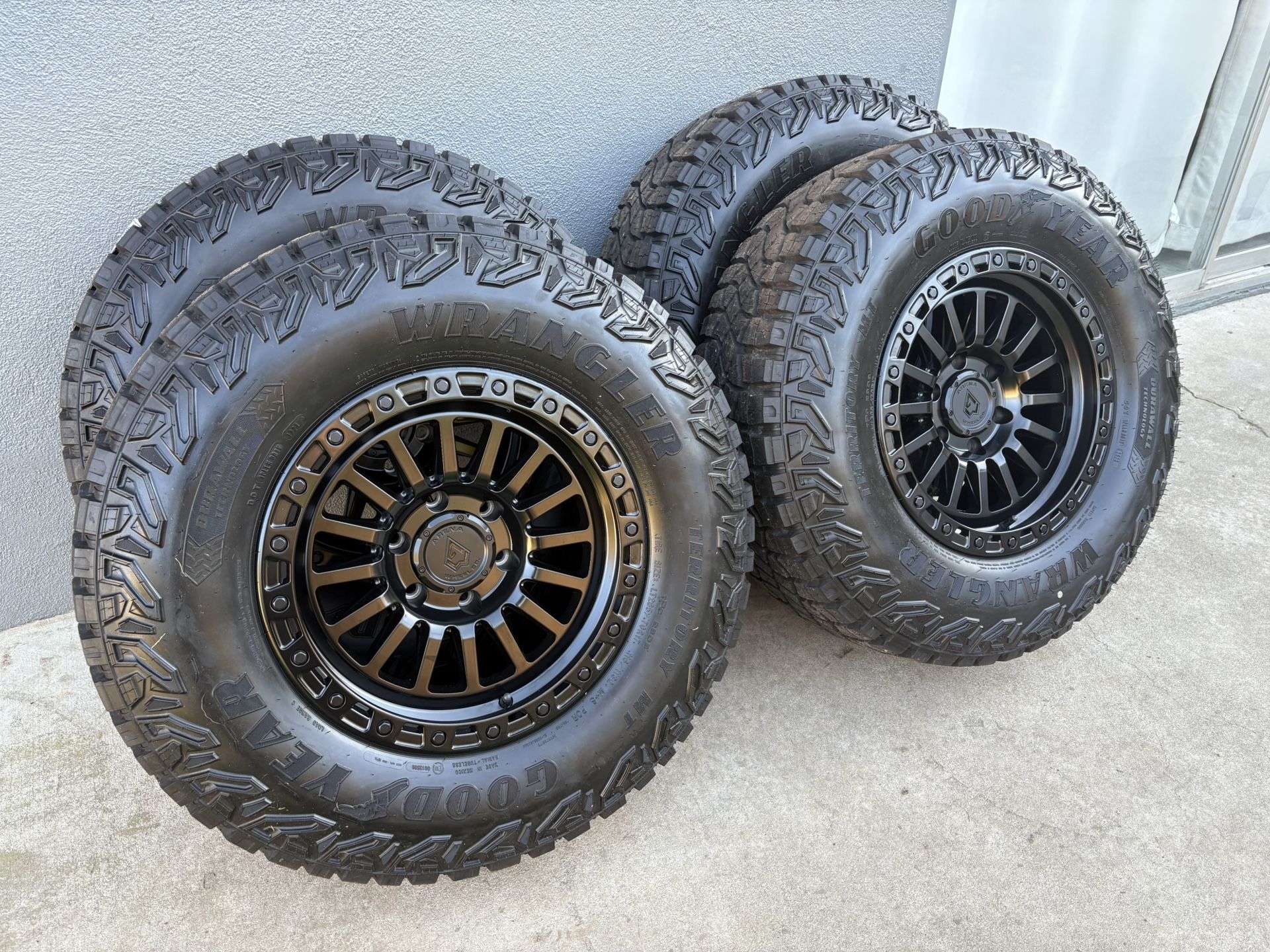 17” INCH ARENA OFF ROAD STYLE MATTE BLACK WHEELS/RIMS WITH 33” GOODYEAR ...