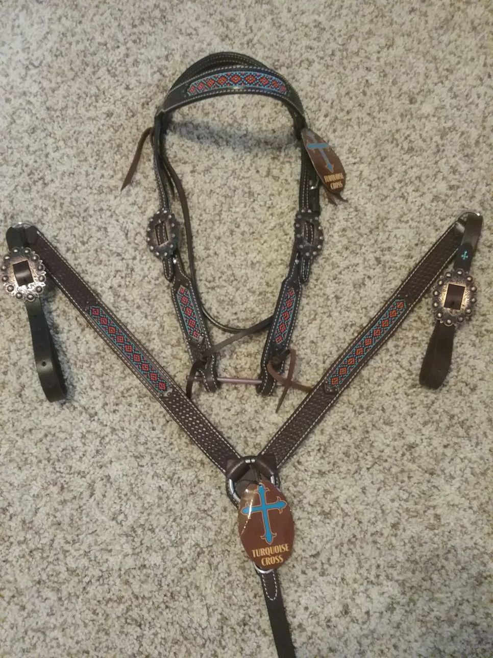 Brand new turquoise cross tack set, weaver tack set, horse tack, equine ...