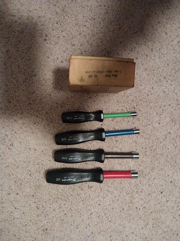 Snap-On Nut Driver 11/32, 3/8, 7/16, 1/2. With Blue Point Short ...