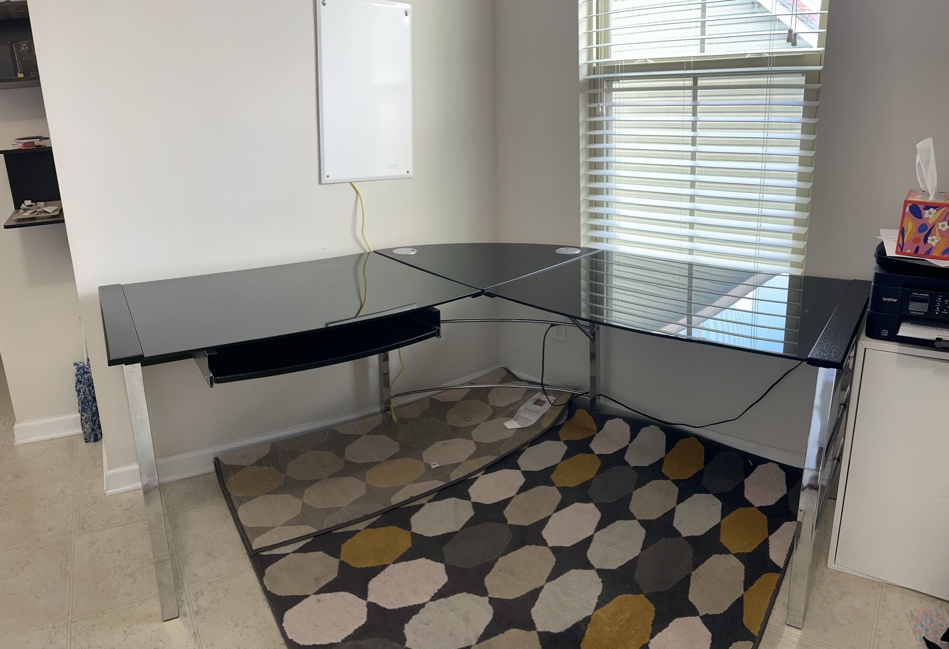 **For Sale: Realspace Mezza L-Shaped Glass Computer Desk (Black/Chrome ...