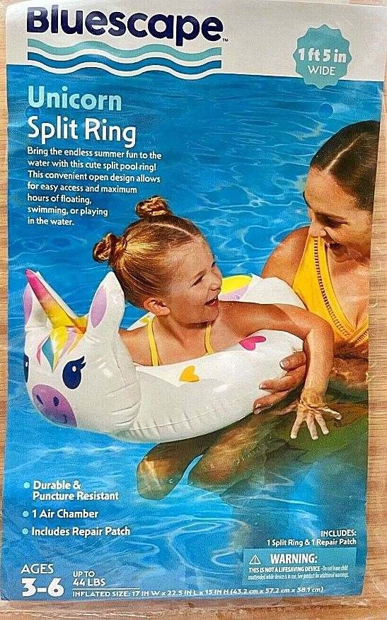 Bluescape White Unicorn Split Inflatable Swim Ring Pool Float for Kids ...