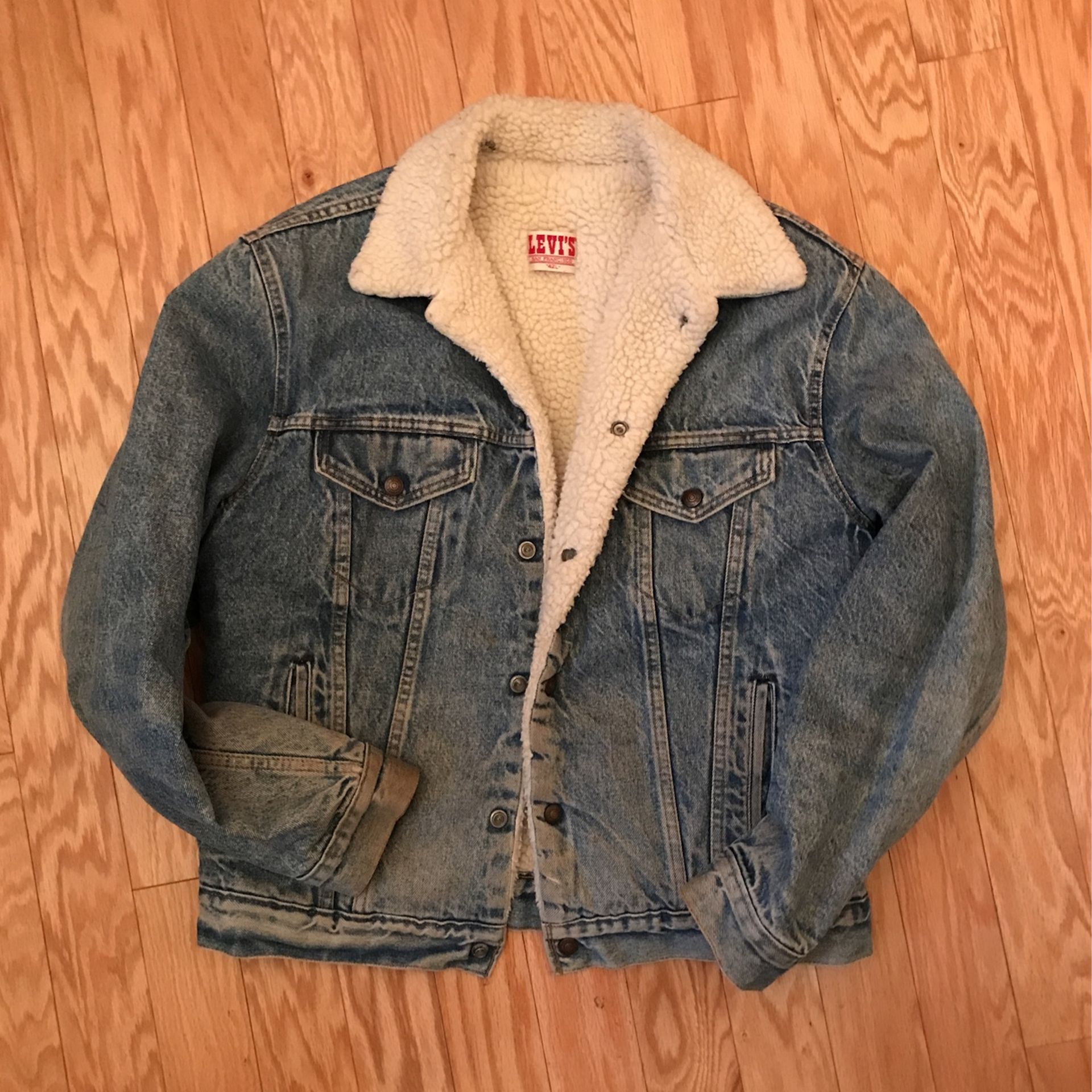 Vintage Levi’s Jacket Coat Denim Sherpa Cowboy Rodeo Mens 42 L Large ...