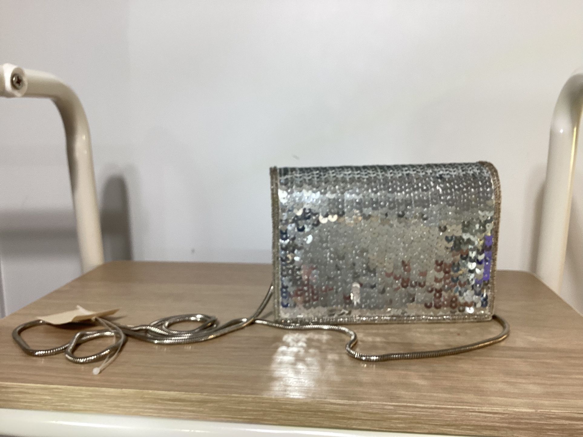 Private collection, silver sequenced, cross body, mini purse Super cute ...