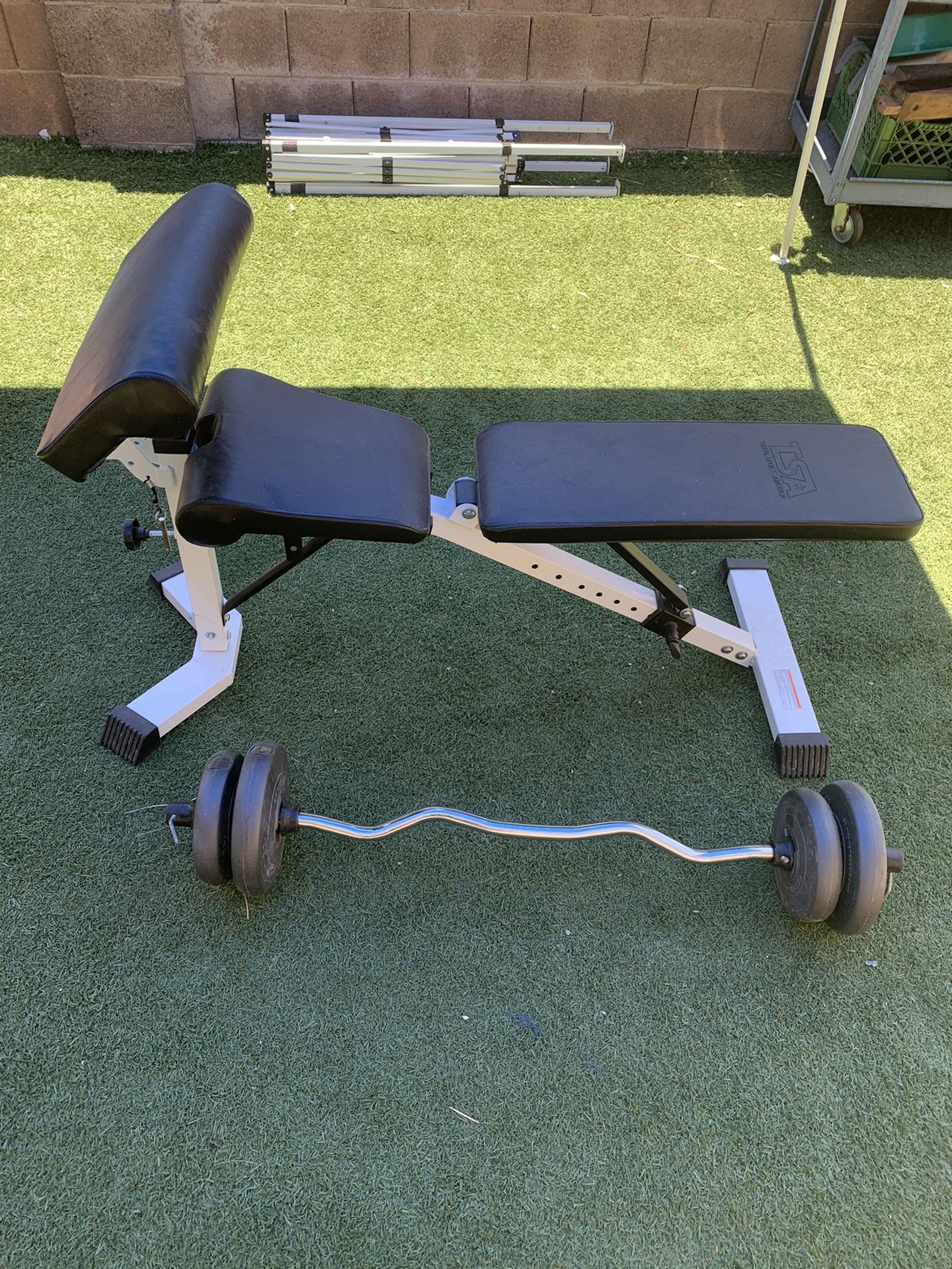 TSA weight bench and curl bar. Set together. for Sale in Glendale, AZ ...