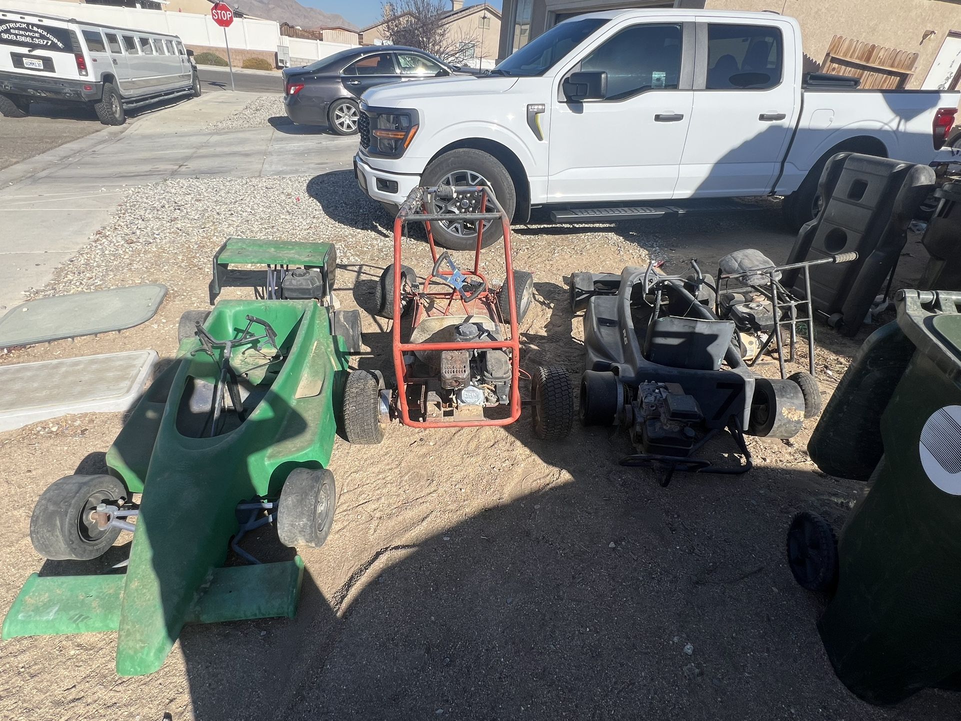 Two Racing Style Go Carts One Mimi Bike One Cage Go Cart for Sale in Victorville, CA - OfferUp