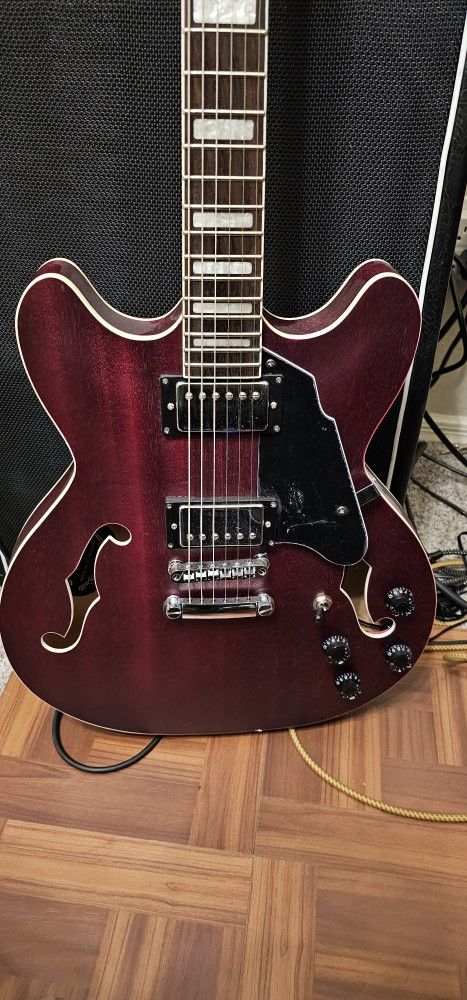 Grote Matte Red Semi Hollow Electric Guitar With Wilkinson Ez Lok ...