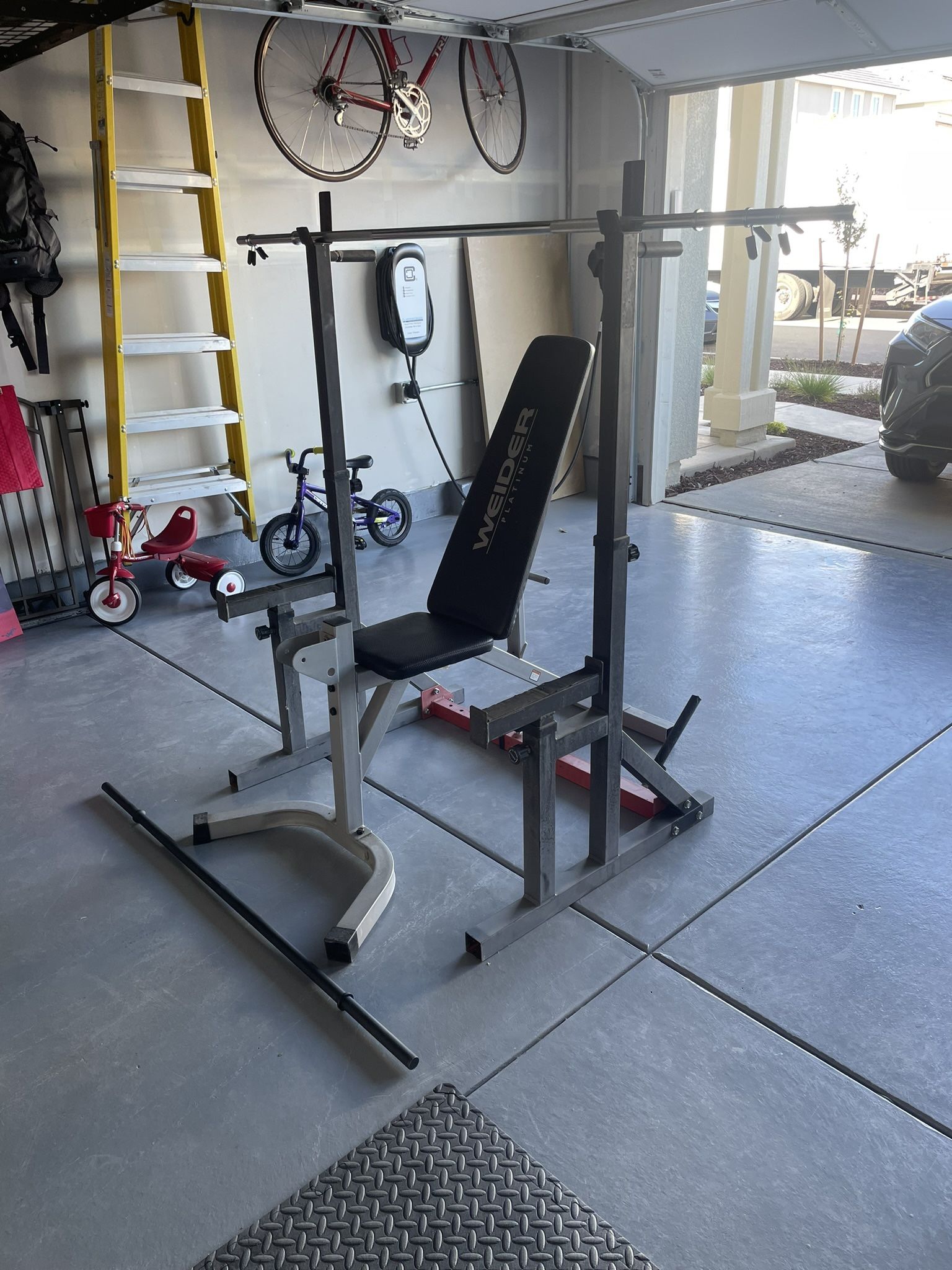 Squat Rack, 1” Long Bar, 1” Short Bar, Workout Bench for Sale in ...