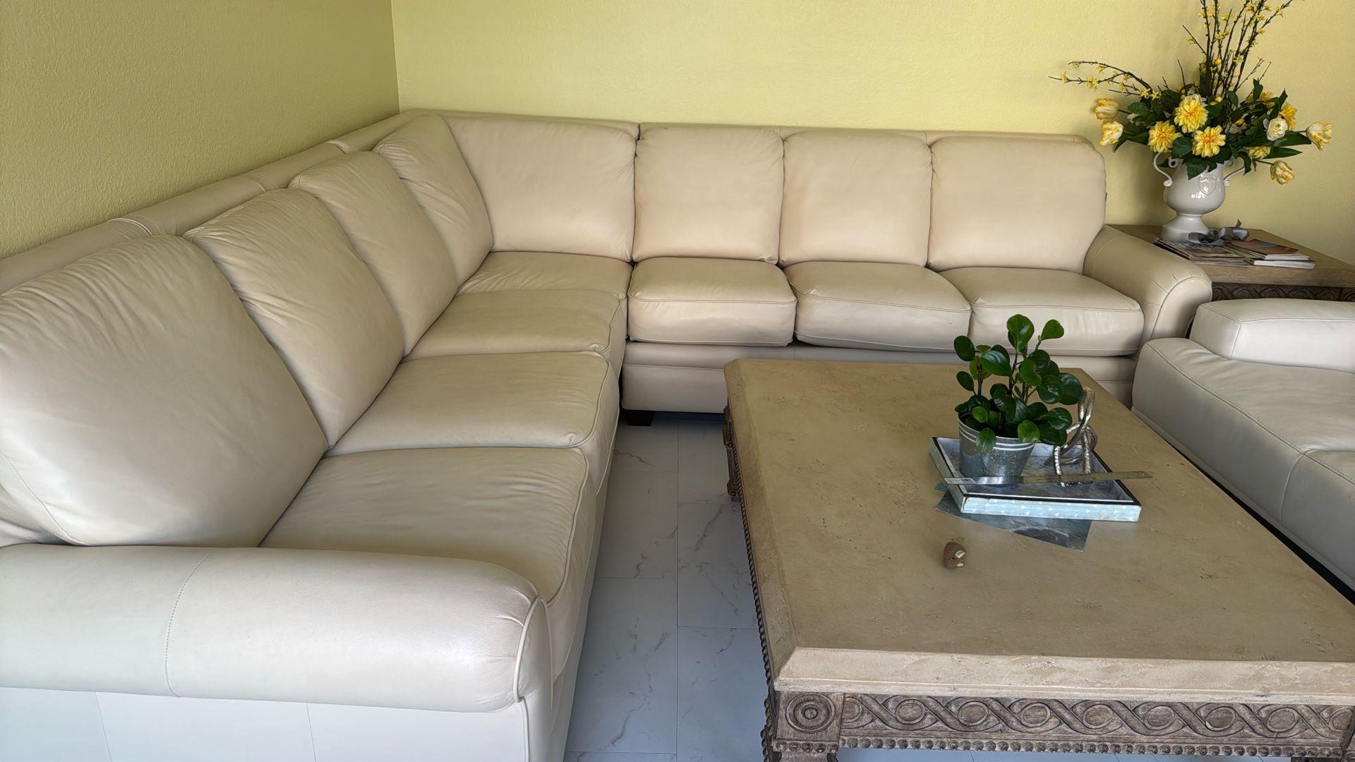 Leather Sofa Sectional Ivory Color for Sale in Scottsdale, AZ - OfferUp