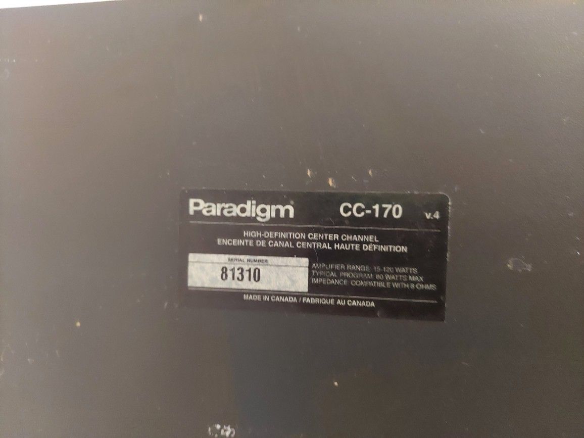 Paradigm Titan v4 Bookshelf and CC 170 v4 Center Speakers for Sale in ...