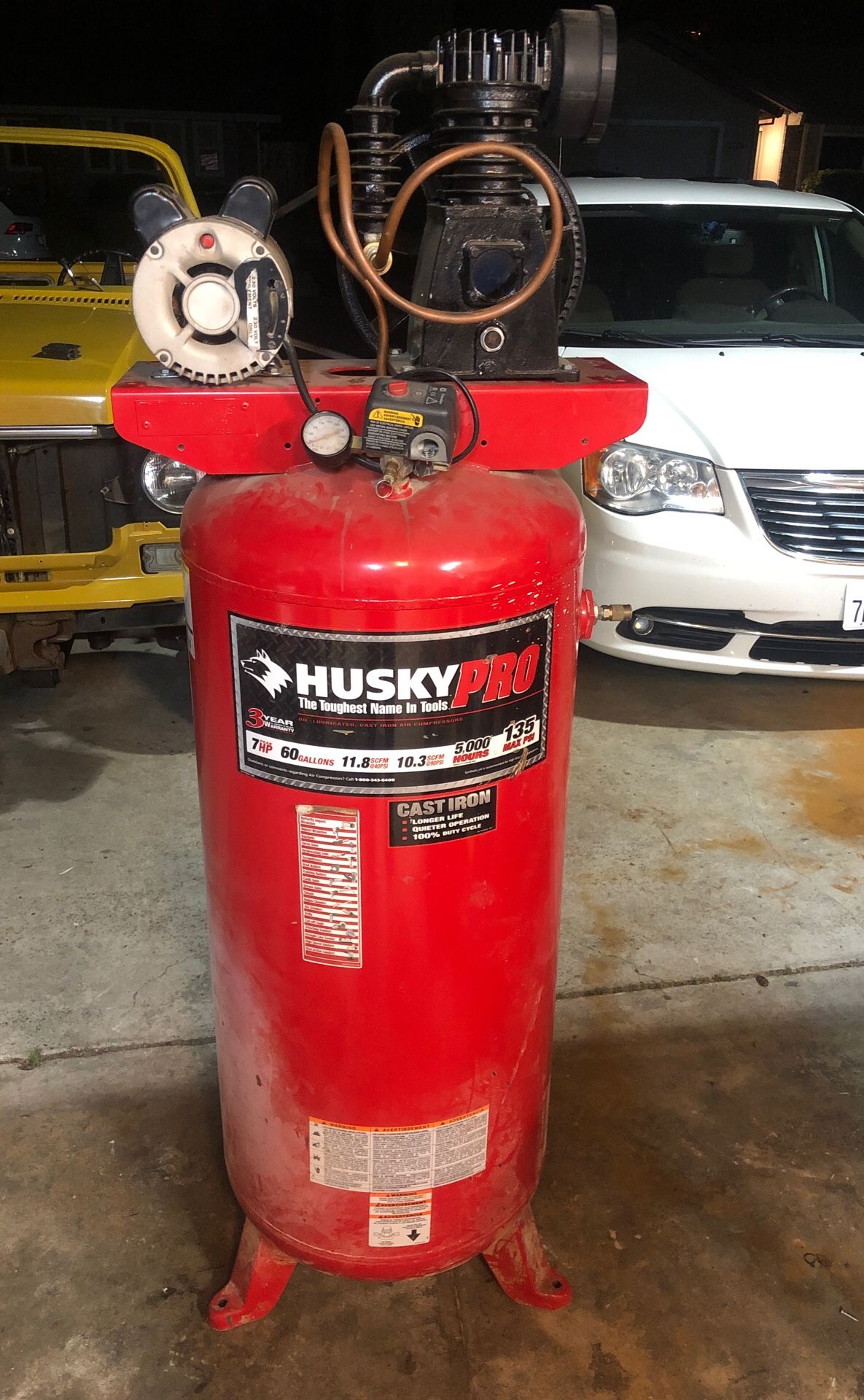 60 gallon compressor with harbor freight replacement pump. for Sale in ...