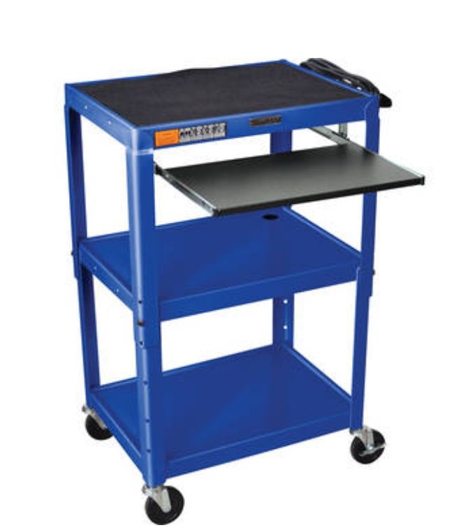 Luxor/H Wilson - Adjustable Height Steel A/V Cart w/3 Shelves - 18" x ...