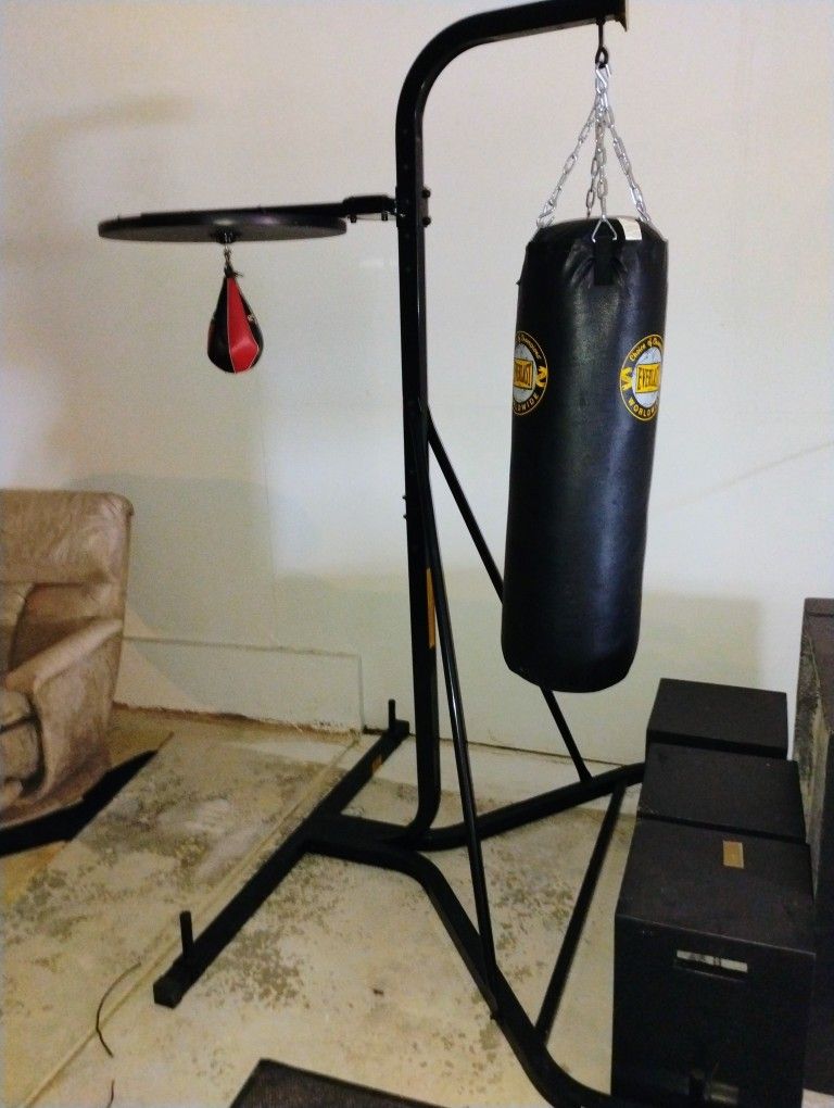 Gold Wide Everlast Punching Bag 80 Lb Workout Speed Bag Combo for Sale ...
